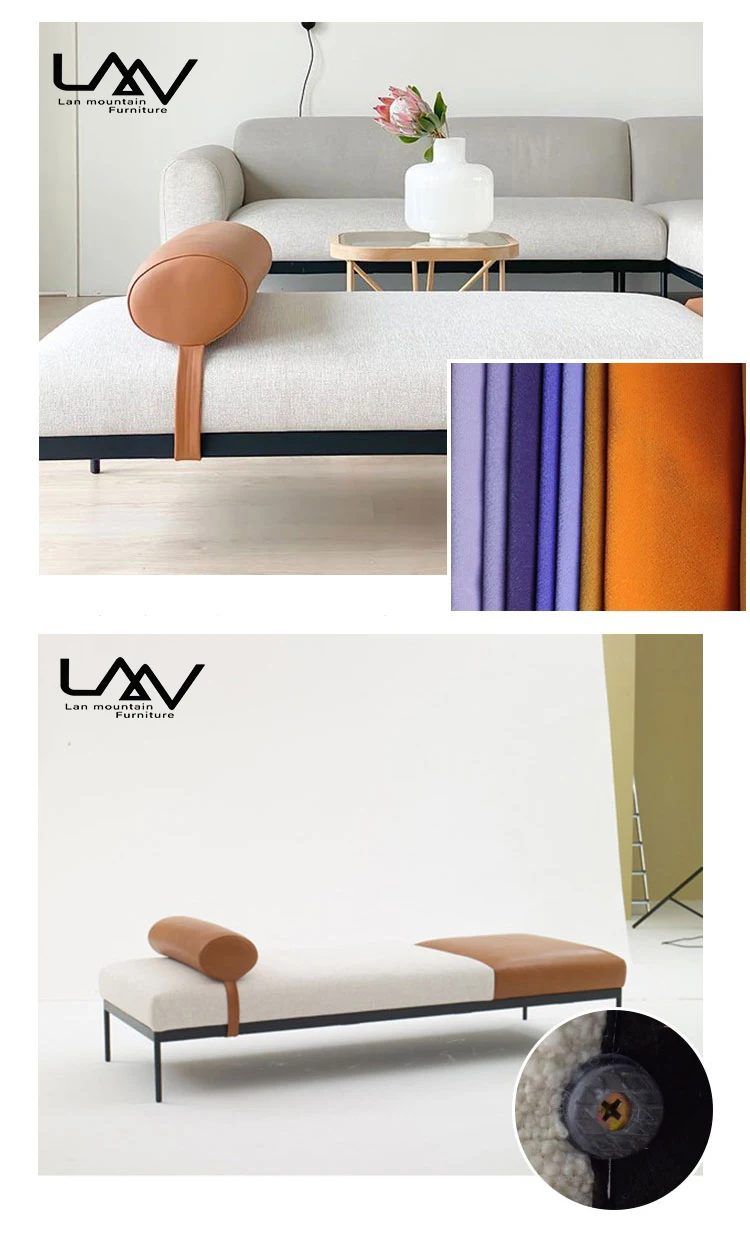 Modern Living Room Upholstered Metal Leg Accent Bench Creative Bedroom ...