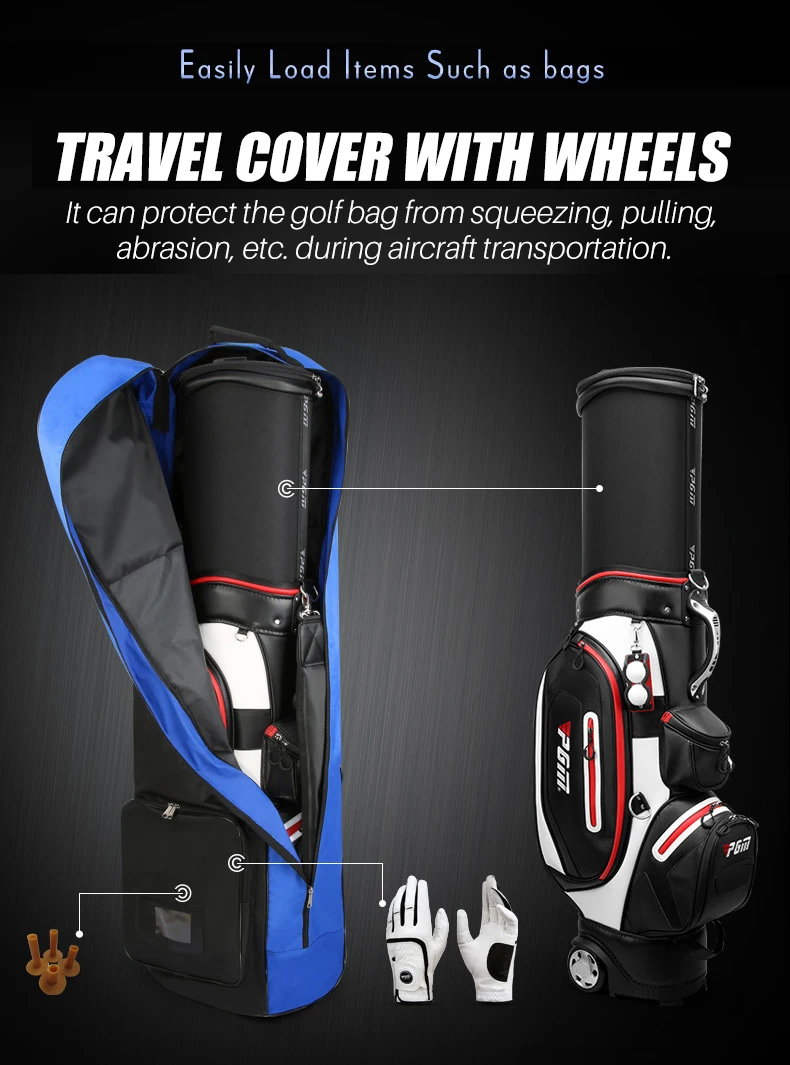 PGM HKB002 Custom LOGO Golf bag Travel Cover With Wheels-企业官网