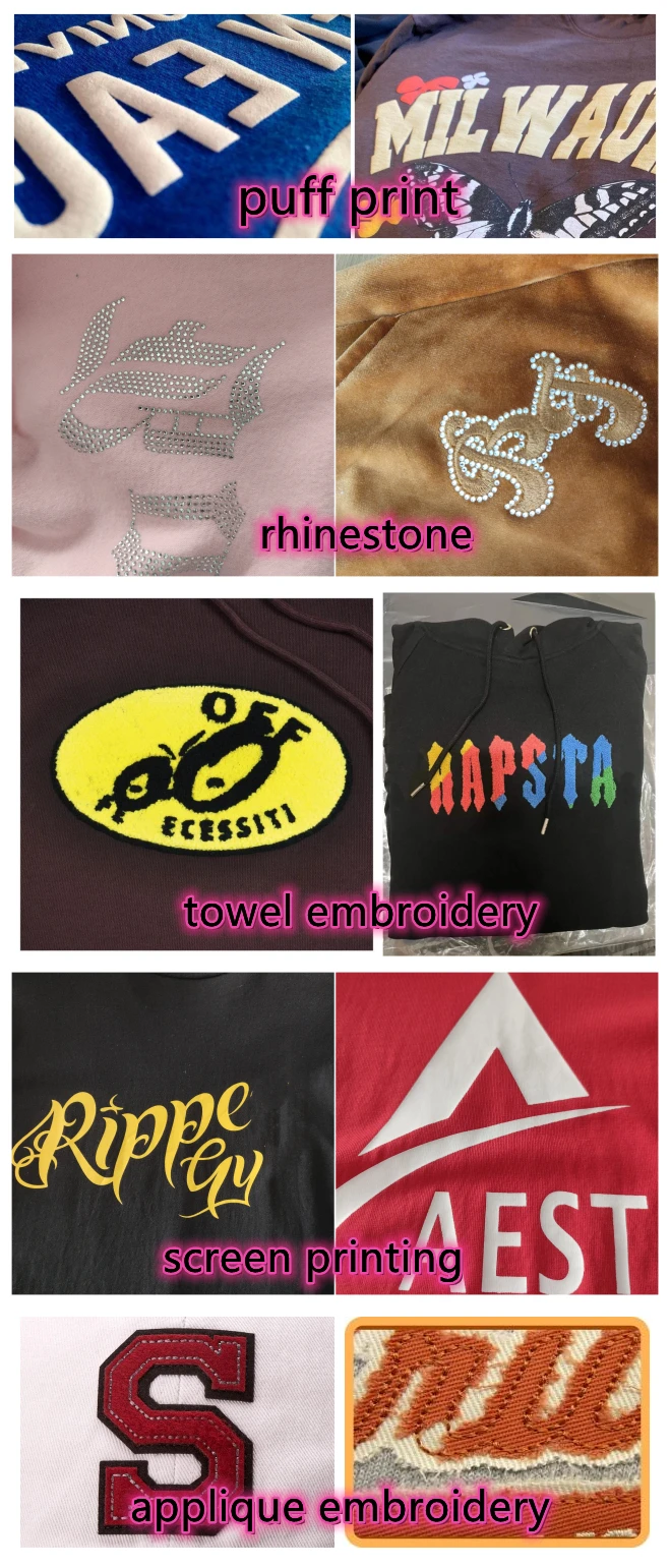 Full Zip Up Hoodie Puff Printing Plus Size French Terry Hoodies Unisex ...