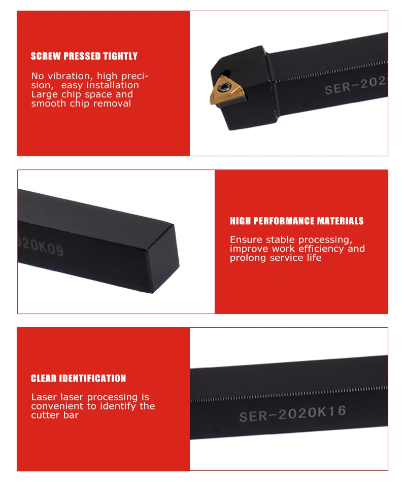 External Thread Turning Tools - SER2020K16 Carbide Inserts