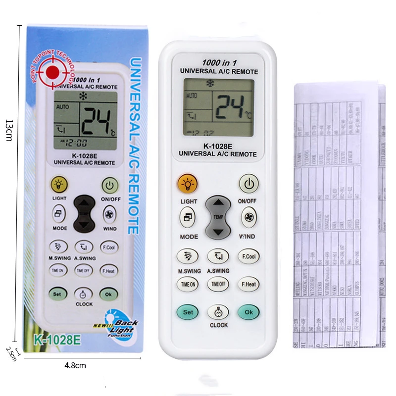 Universal AC Remote Control - K-1028E for LG, Panasonic, Daikin, GREE ...