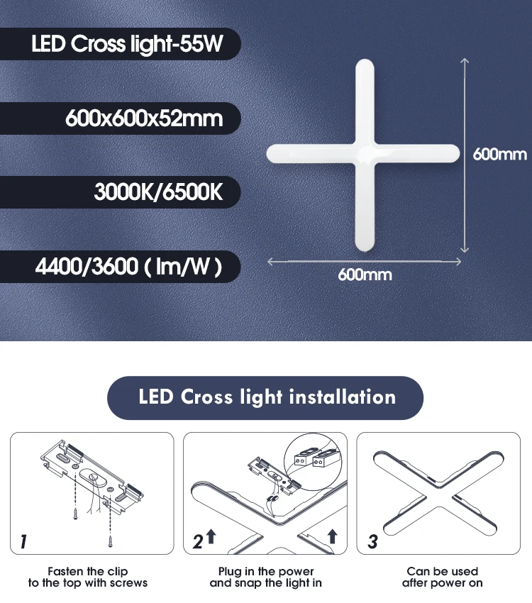 Modern 3D Printed LED Cross Light for Indoor Hospitals 55W 80lm/w ...