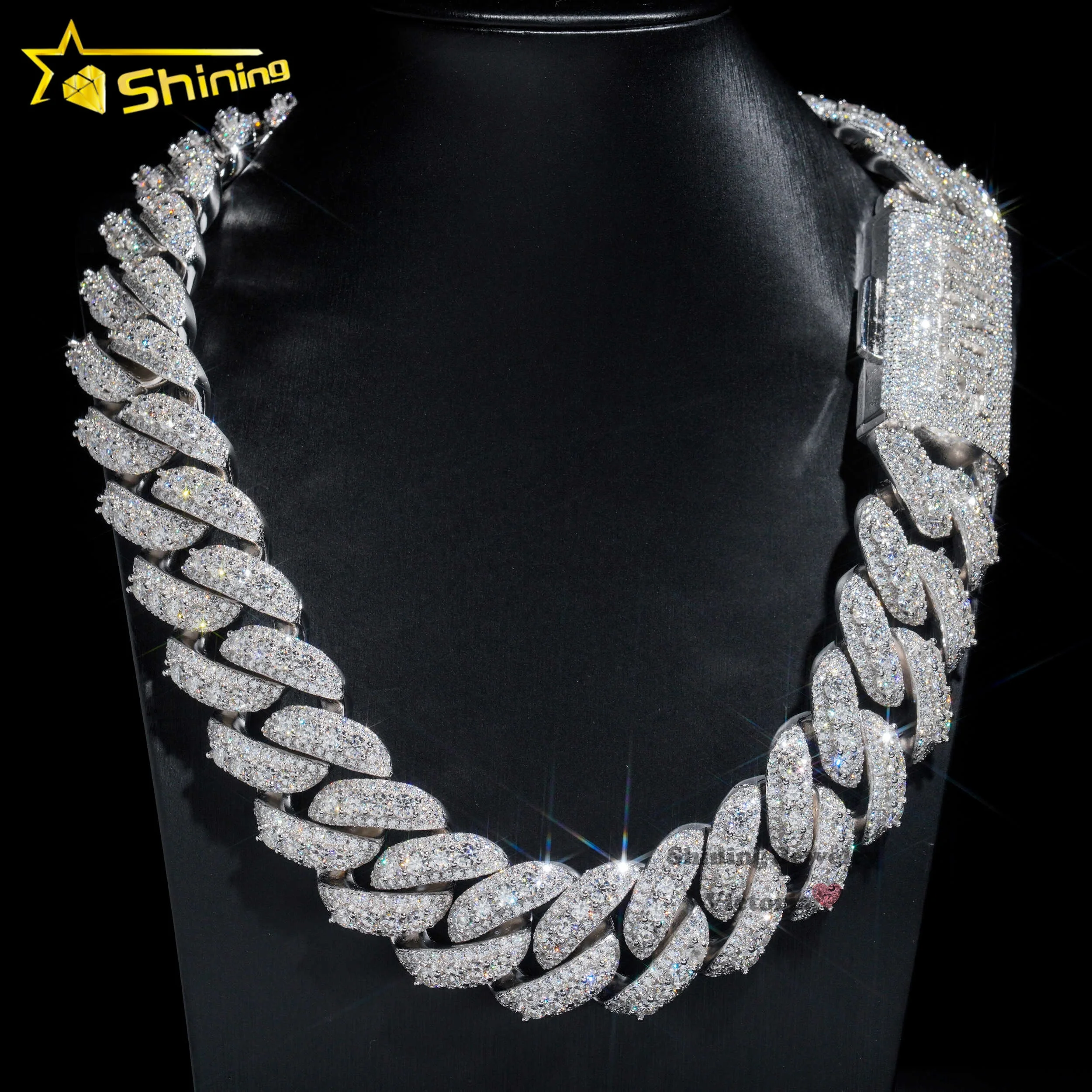 2024 Rapper Jewelry 30mm White Gold Cuban Chain Sterling Silver Hip Hop ...