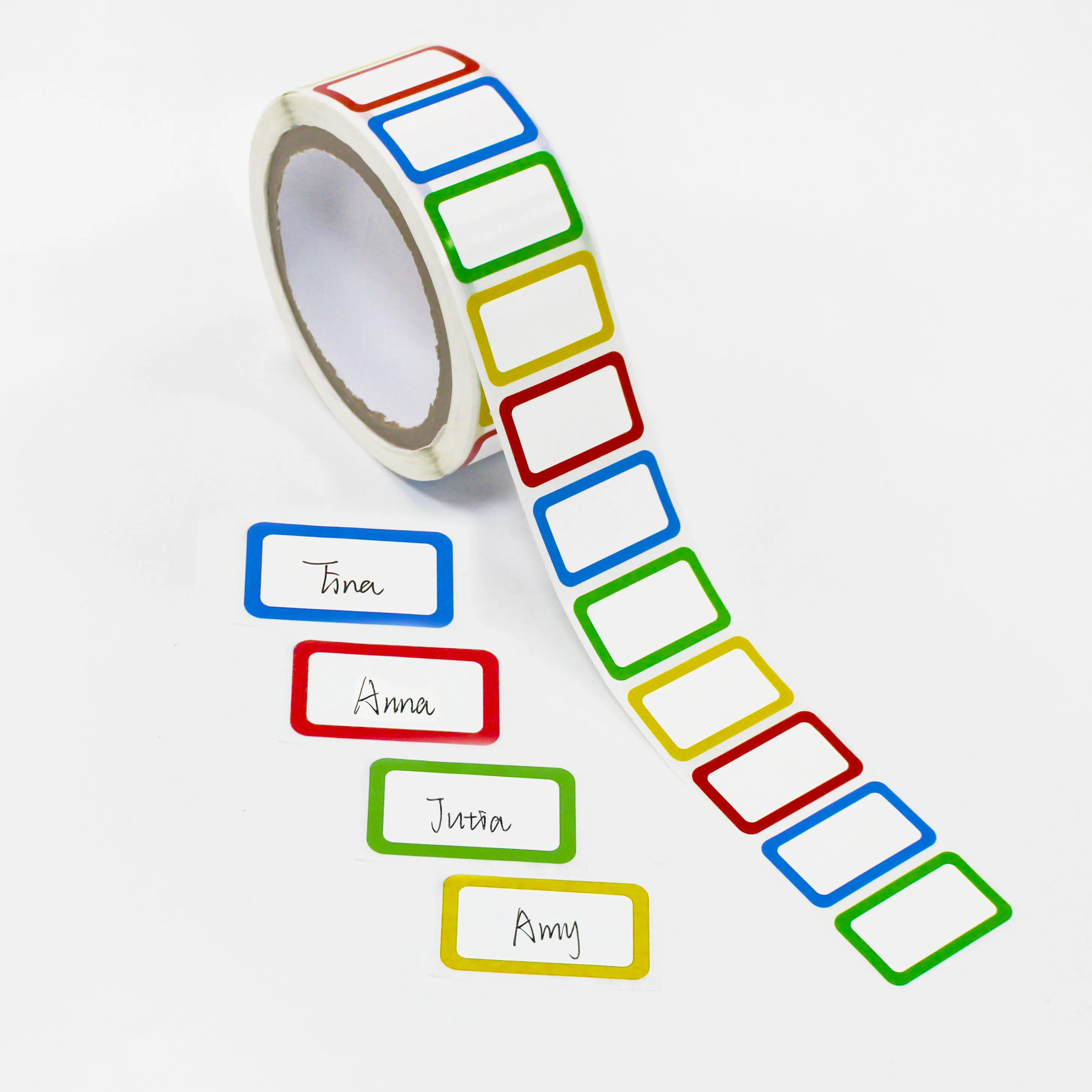 Plain Name Tag Stickers Colorful Border Name Tag Labels 6 Colors Name ...