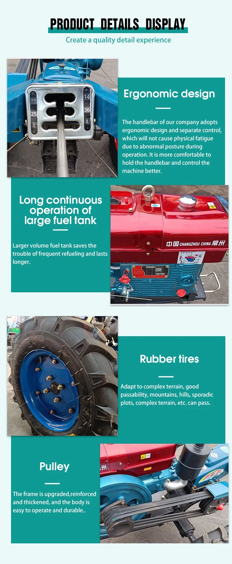 22hp Rotary Tiller Hand Mini 2 Wheel Walking Tractor Caltivator ...