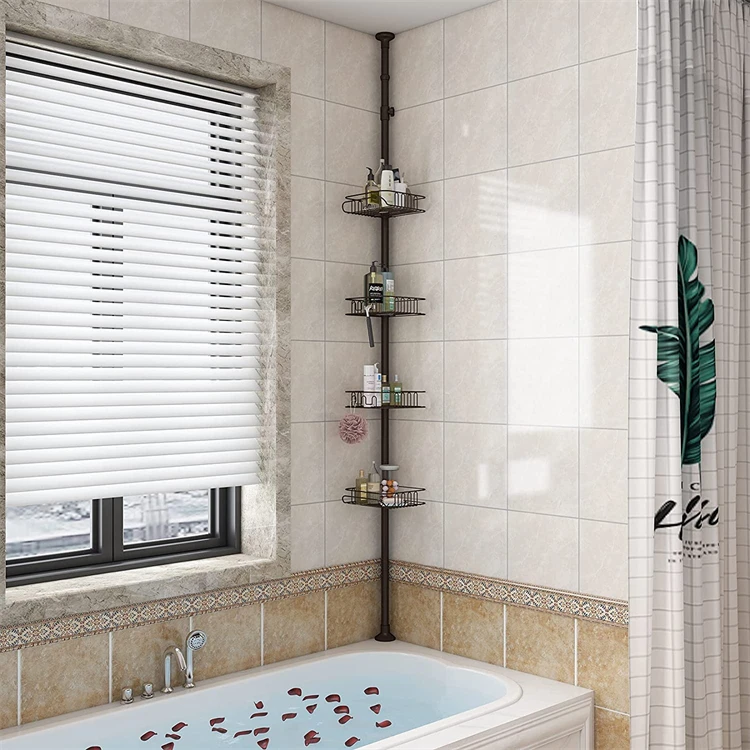 Telescopic Metal Corner Shelves Shower Rack Multi-layer Triangle Height ...