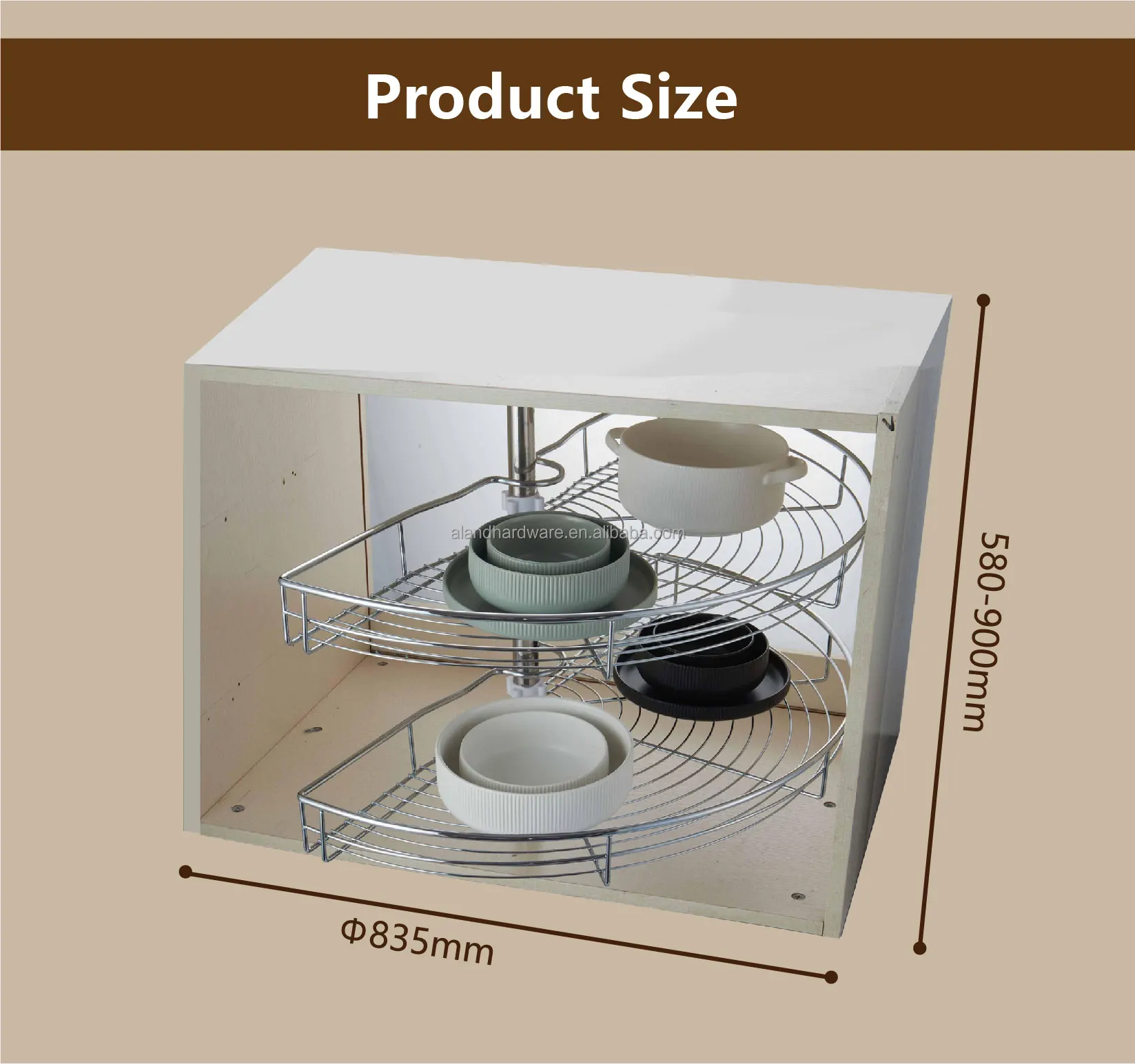 Modern 180 Degree Revolving Tray Wire Spinner Racks Lazy Susan Slide ...