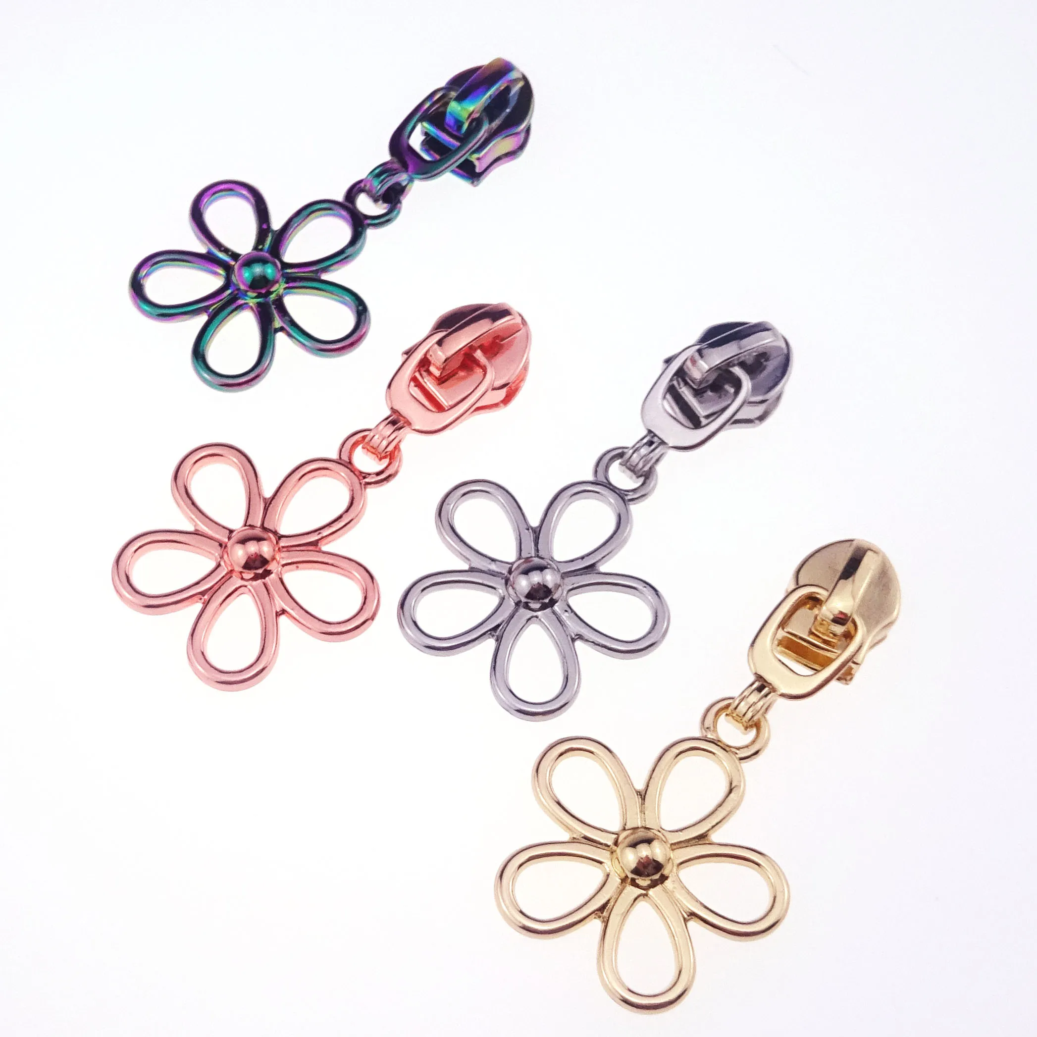Wholesale Flower Shape Zipper Pull Handbag Purse Sliders