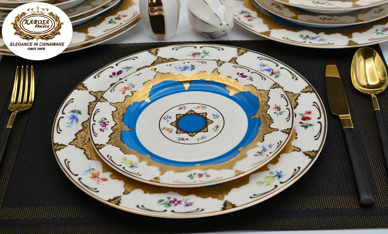 Handpainted Germany Gold 24 Pcs Dinner Set for 6 People