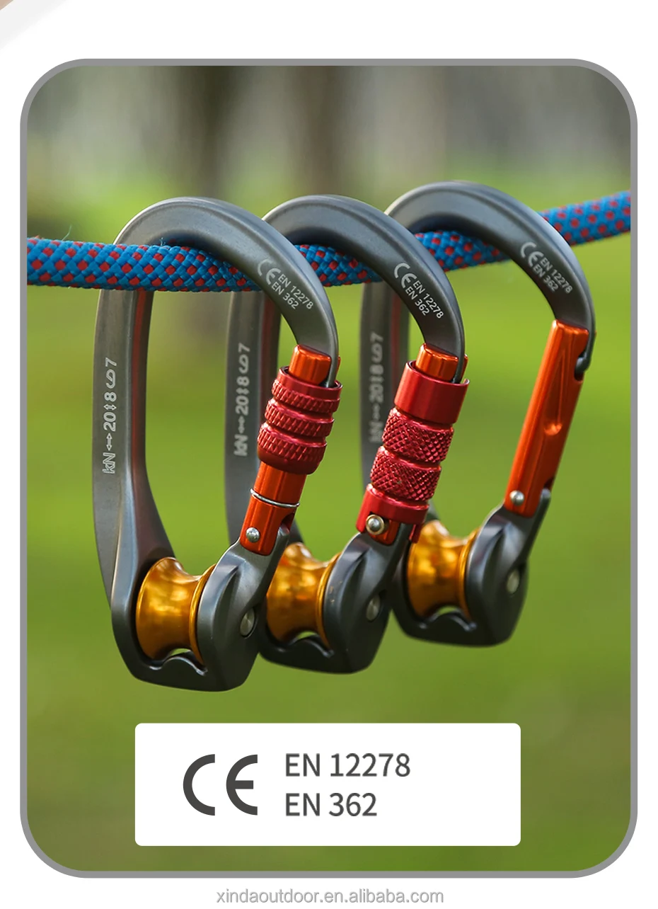 XINDA Pulley Carabiner Screw Gate Twist Locking for Climbing