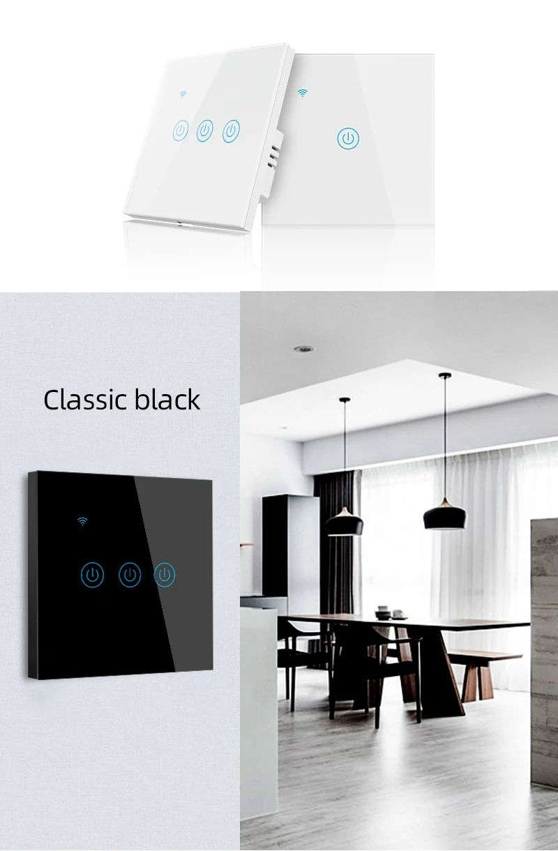 Wifi&ble Smart Touch Wall Switch Eu/uk App Control Smart Life And Tuya ...
