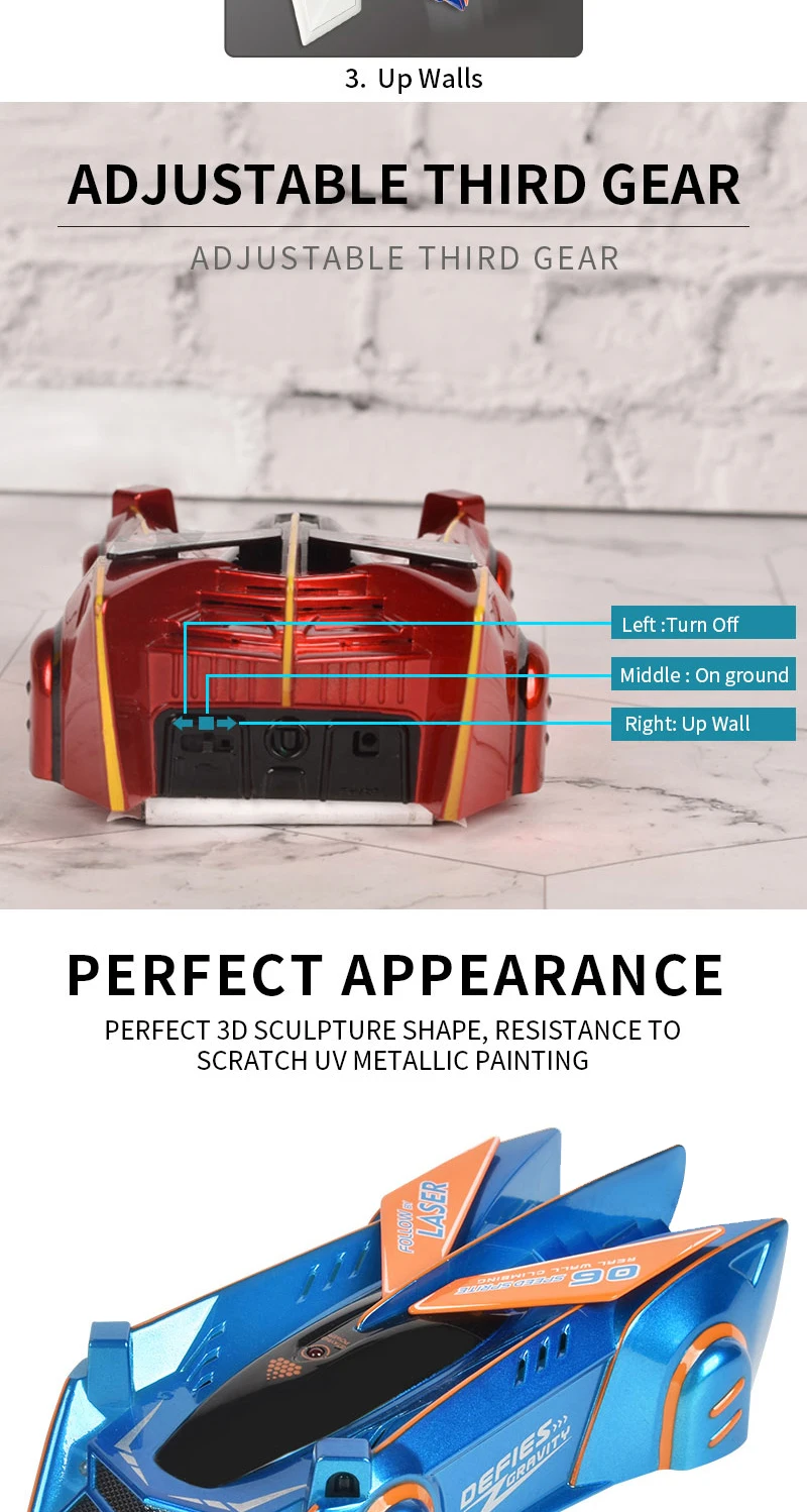 Kyk New Stunt Drift Rc Car Ceiling Wall Climbing Rc Car Toy Anti ...