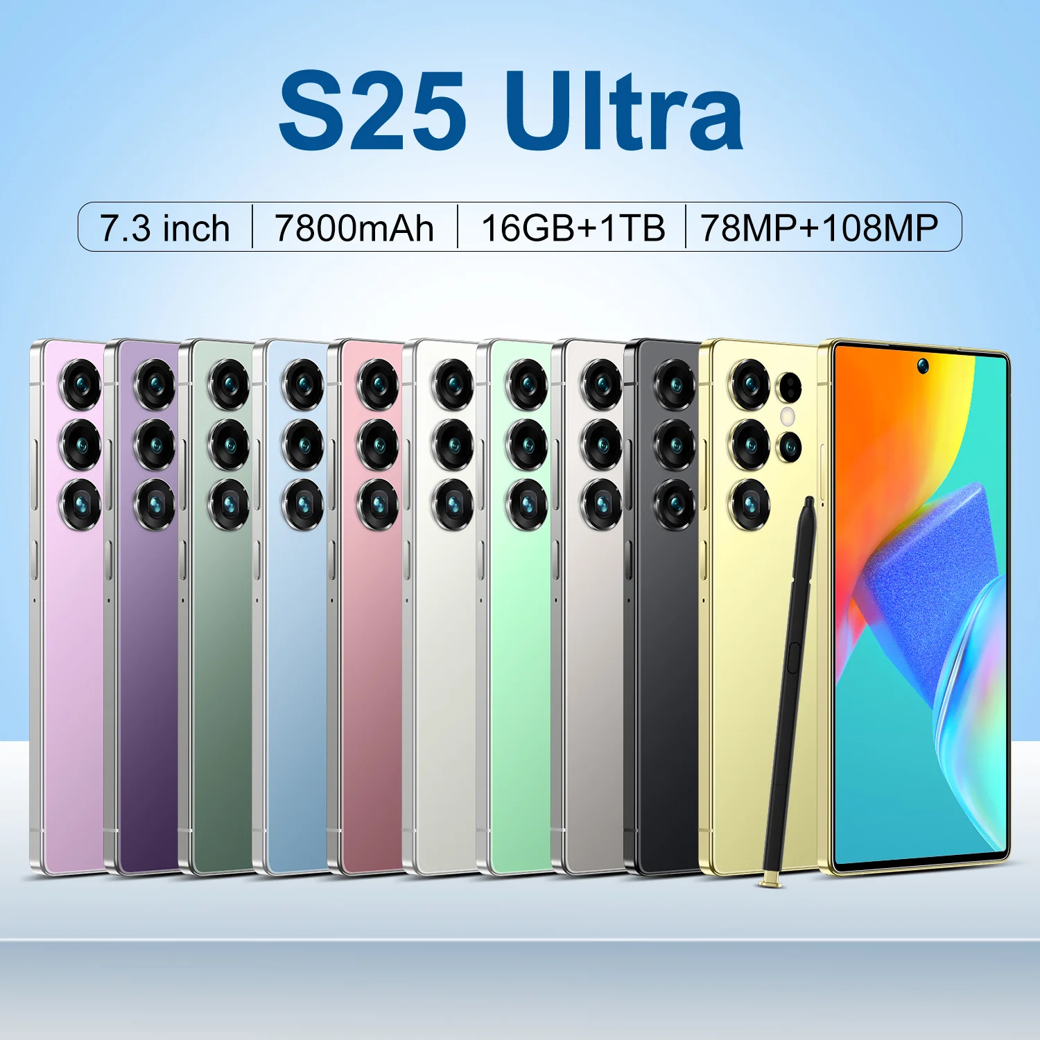 S25 Ultra 7.3 Inch Large Screen Android 14 5G Smartphone 16GB+1TB Dual ...