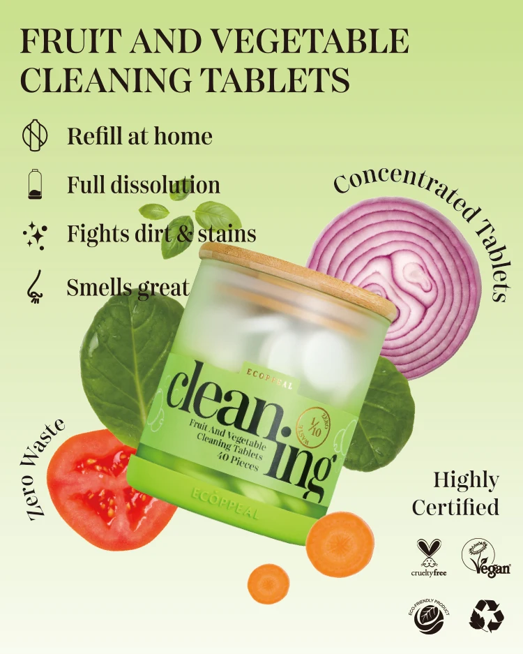 Fruit and Vegetable Tablets Wash Detergent Effervescent Cleaner Washing ...