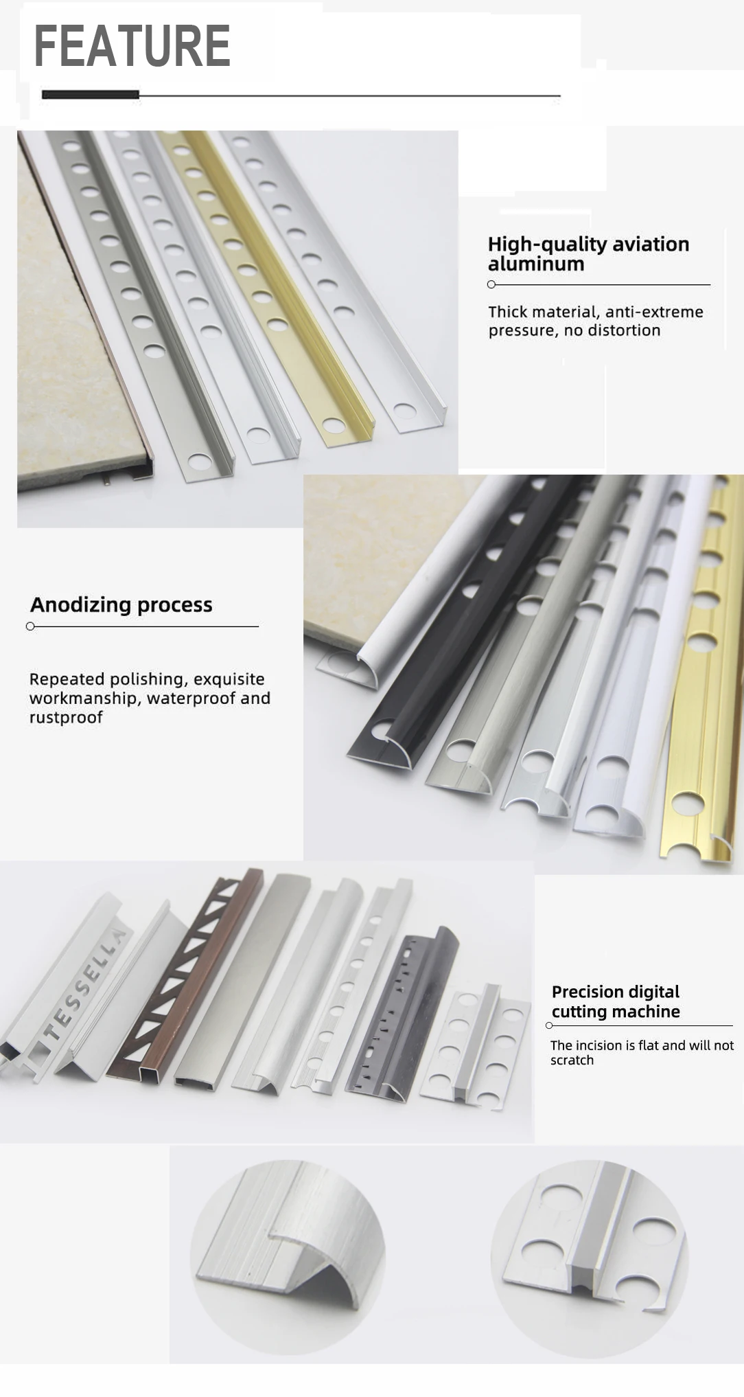 ME06 Expansion Joint Tile Trim strip Pvc Tile Movement Joint profile ...