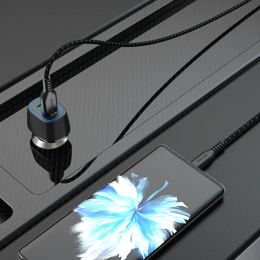 Fmax Customized Logo Pd45w+qc24w Mfi Car Charger Set With Led To Type C ...