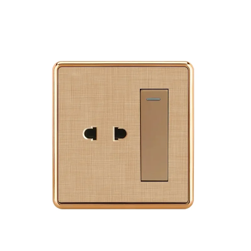 Uk Standard 15a Wall Switch Socket Modern Gold Color Luxury 1 Gang For ...