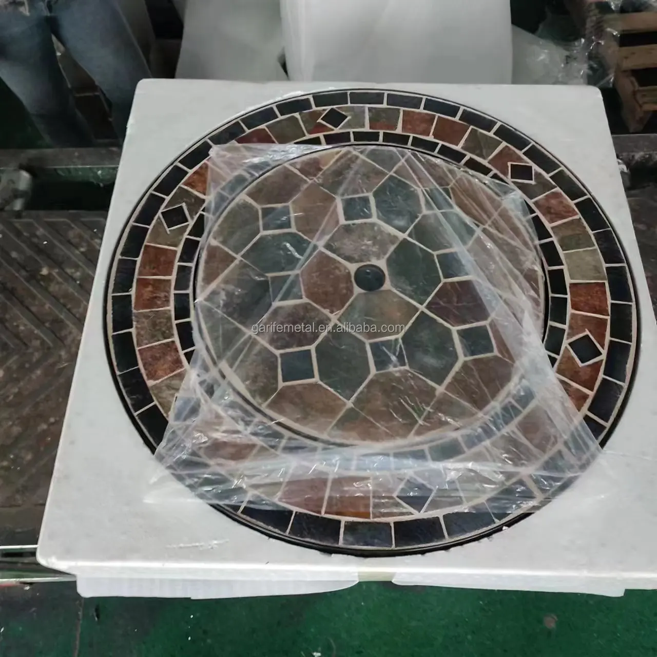 Garden Bbq Fire Pit Table Mosaic Ceramic Tabletop Fire Pit With Chromed ...