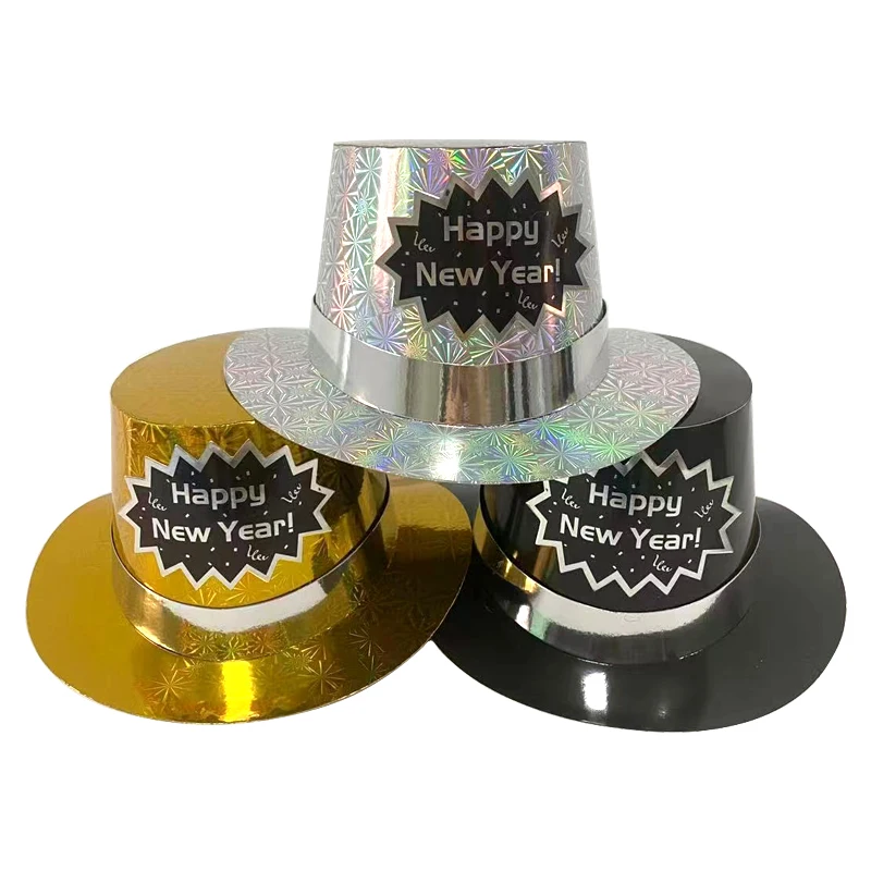 Happy New Year Top Hat - Festive Gold Party Hat Template