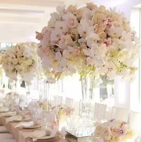 Tall Center Piece Wedding Decorations Gold Crystal Tall Flower Stand ...