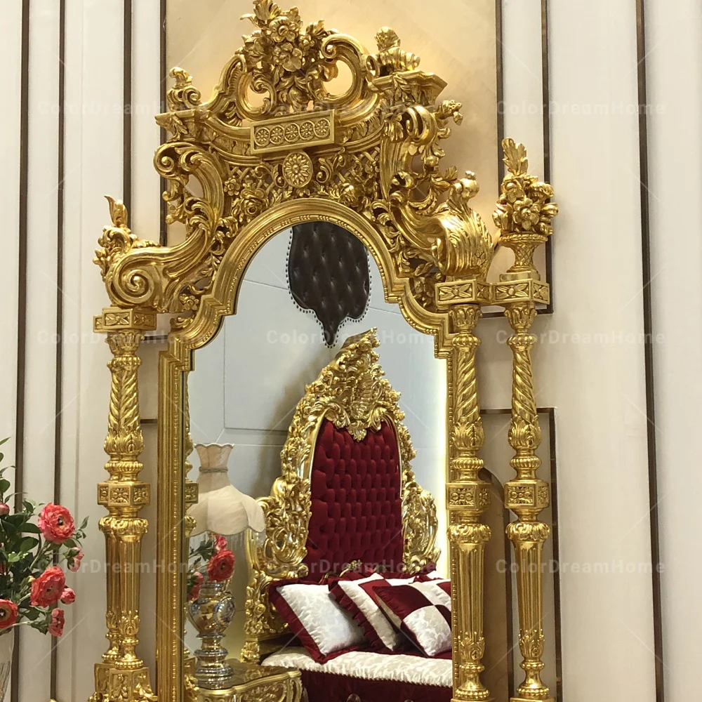 Baroque Style Luxury Antique Dressing Table with Mirror - Elegant Solid ...