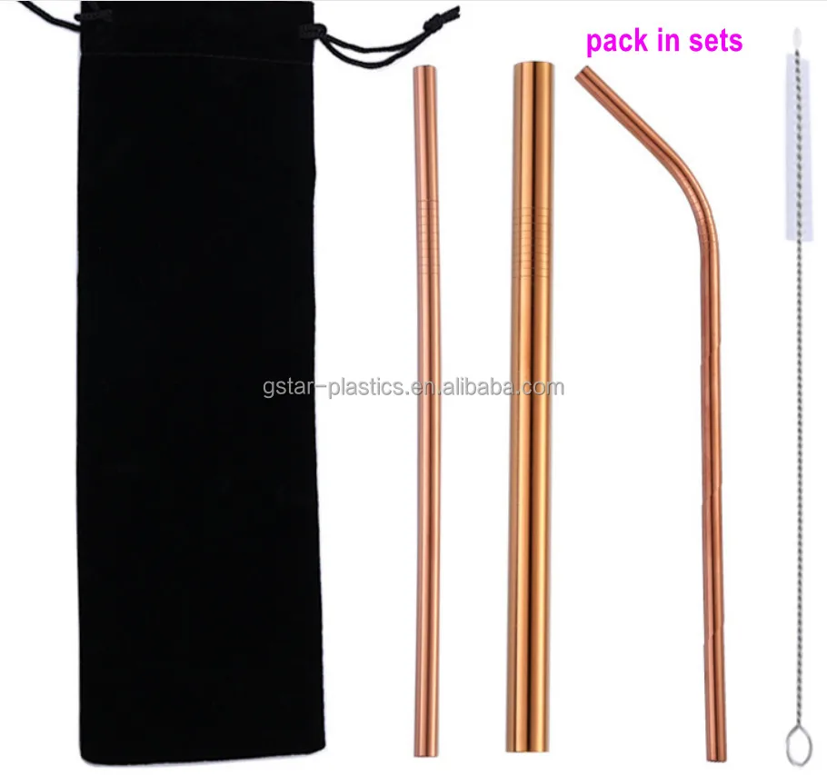 Factory Price Flexible Straws Metal Bendy Straight Metal Straw Bubble ...