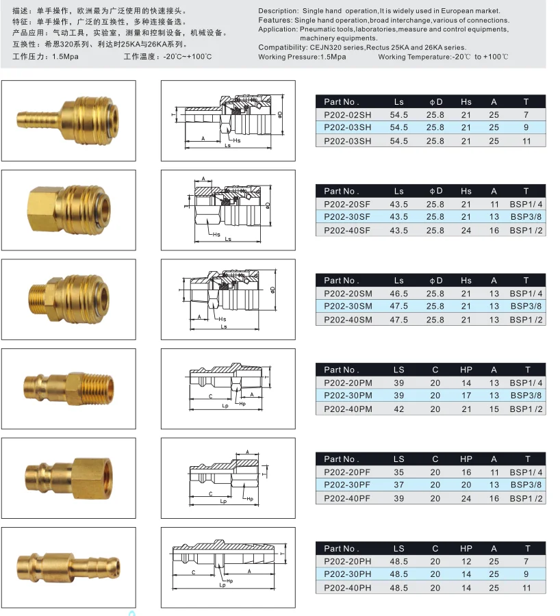 Nickel-plated Brass Single Open&close Air Couplings European/germany ...