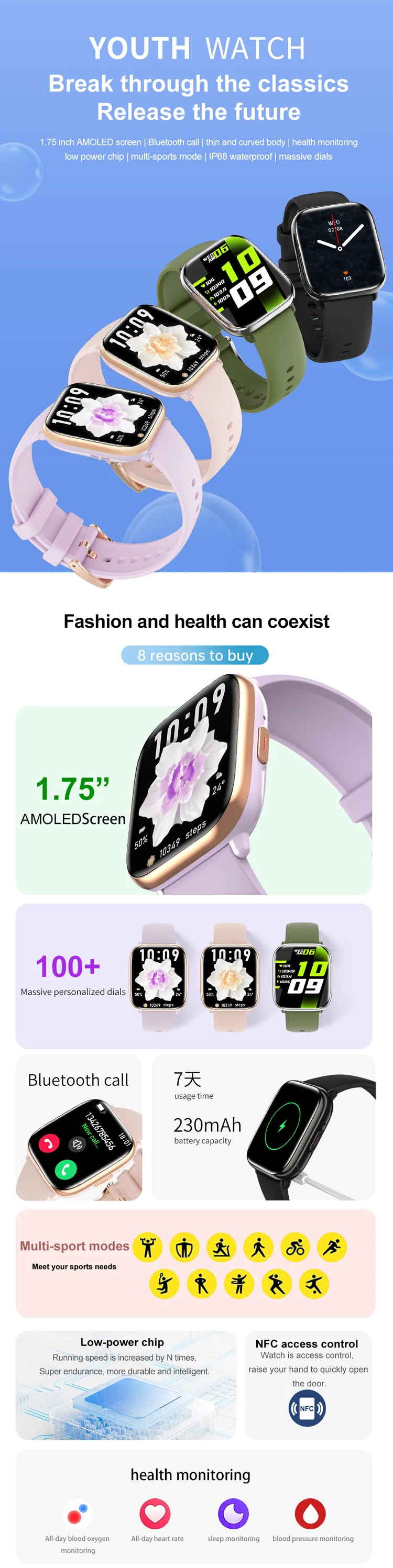 2024 Waterproof Smart Watch HD12 - AMOLED Screen & AI Voice Assistant