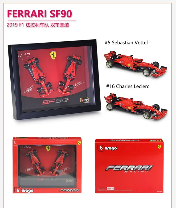 Burago 1/43 2019 Sf90 W10 Sf1000 Formula Racing Car Scale Collection ...