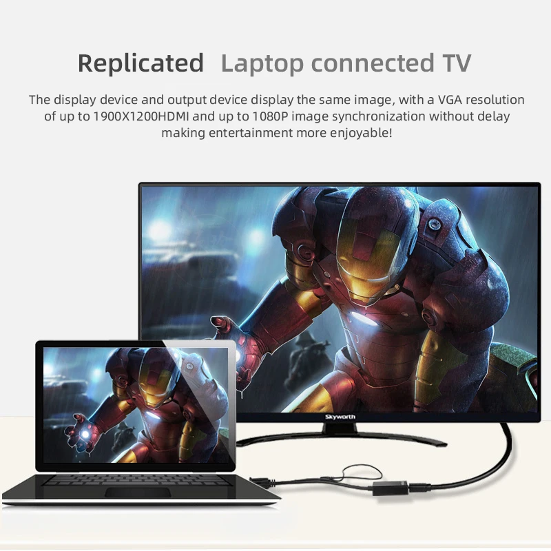 Vga Converter Adapter Laptop Desktop Projector Conversion Cable Vga ...