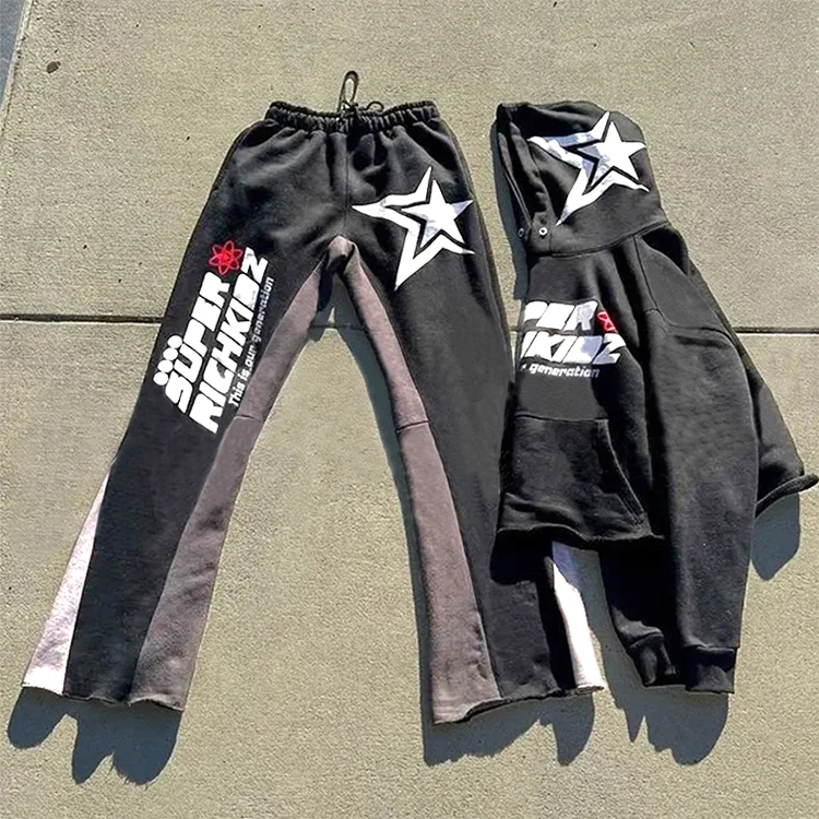 Custom 3d Puff Print Sweatsuits Two Pieces Fleece Tracksuit Set ...