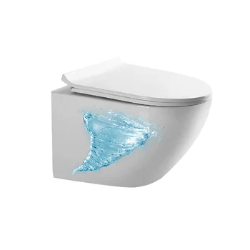 Single Hole Superspin Ceramic Wc Rimless Wall Hung Tornado Flush Toilet ...