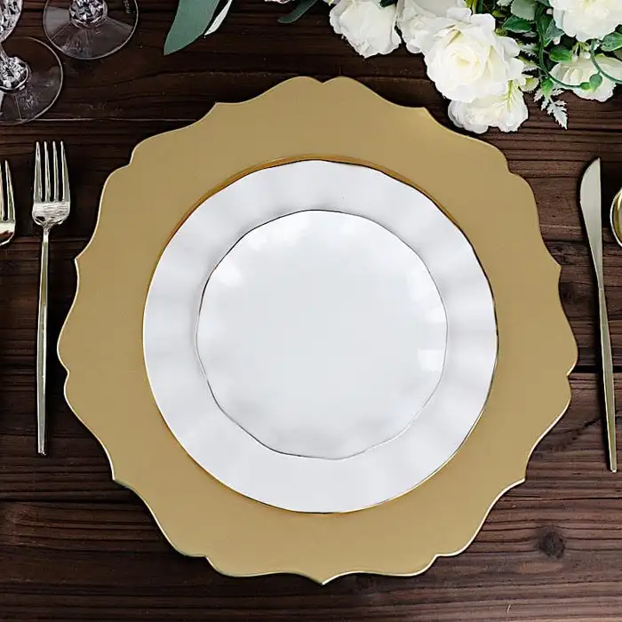 Gold Rim Wedding Decorations Under Plates Party Plastic Charger Plates ...