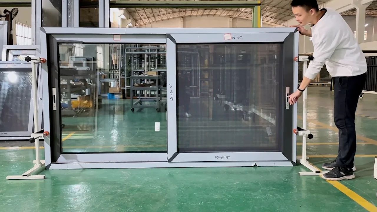 Black Aluminum Double Glass Horizontal Soundproof Glass Window Aluminum ...