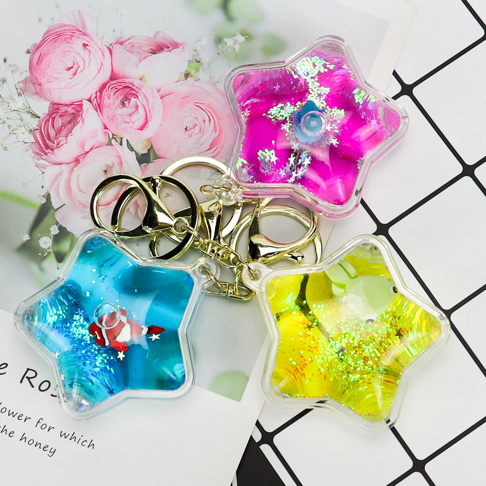 Sanlead Acrylic Moving Liquid Keychain Set - Cute Marine Life