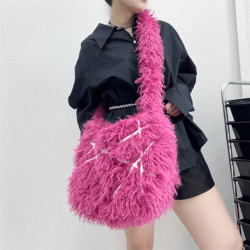 New Design Cute Plush Bags For Women Shoe Fluffy Shoulder Bag Winter ...