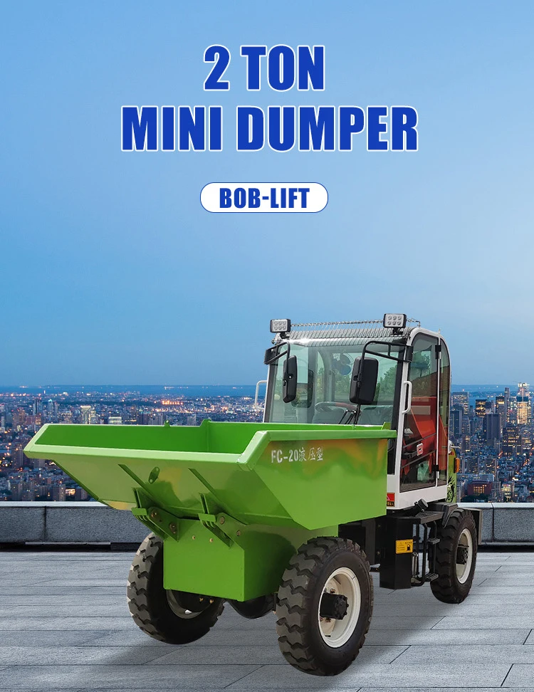 BOB-LIFT diesel Mini Dumper 2 Ton 4WD Wheeled Mini Dumper Tipper for ...