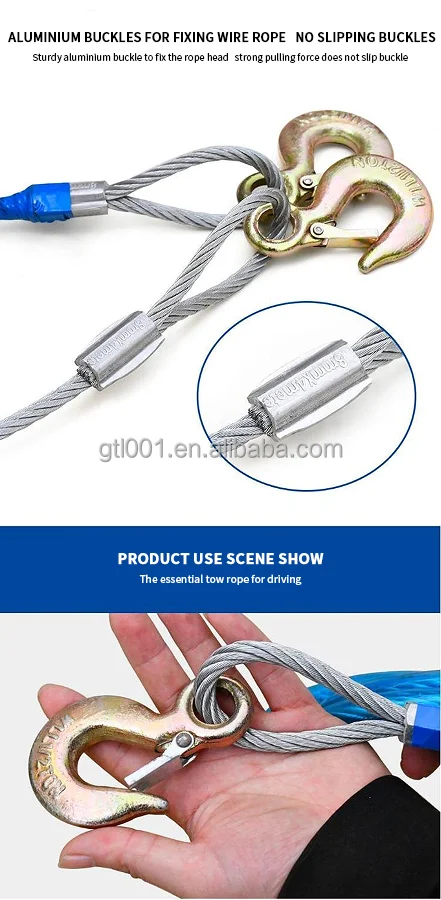 4m Heavy Duty 5 Tons Tow Cable Towing For Truck Snatch Strap Off-road ...