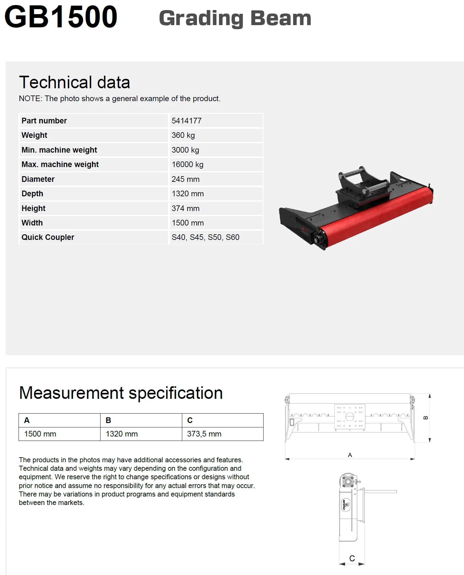 Grading Beam Attachment for Excavators - Adjustable & Durable