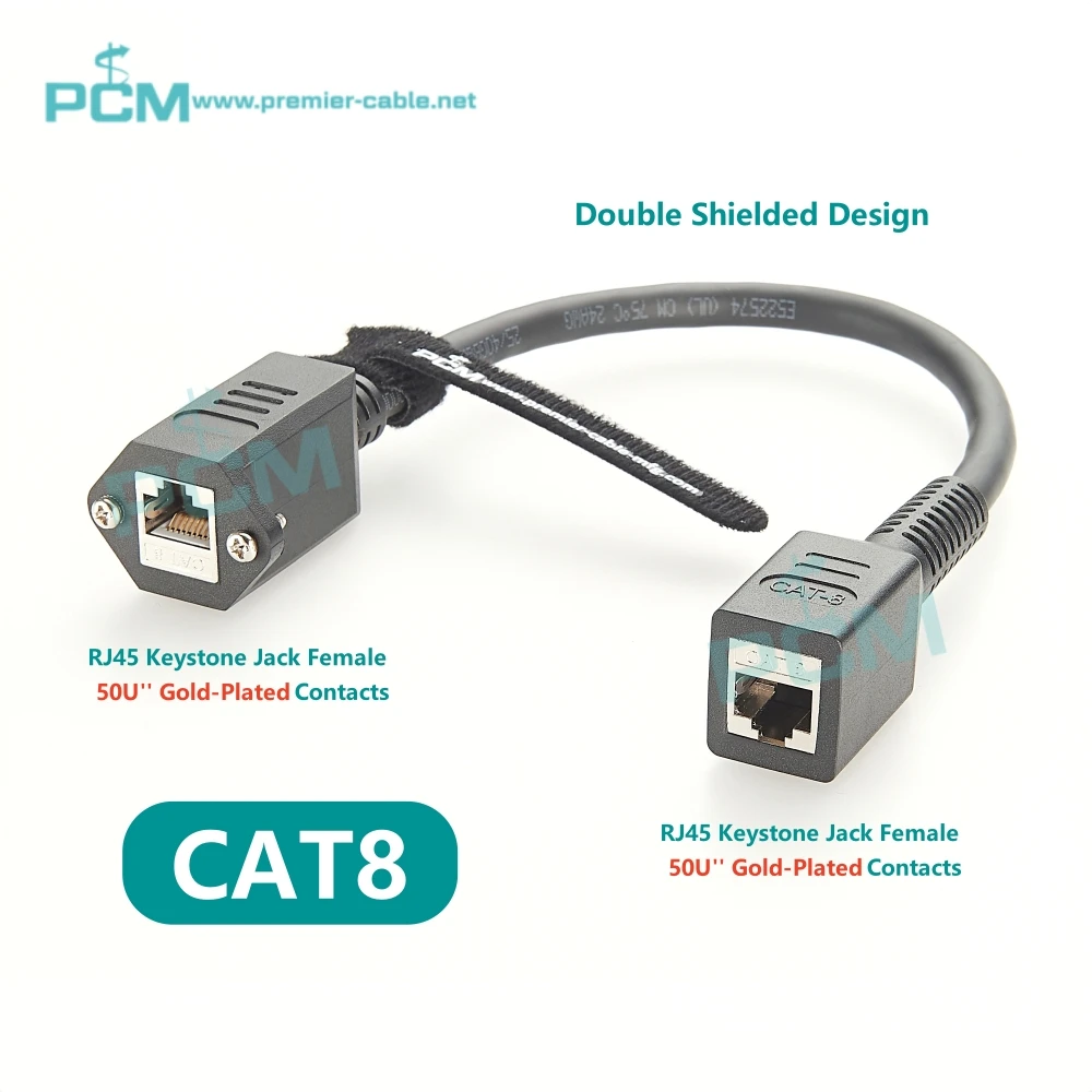 Screw Panel Mount CAT8 Female to Female Extender Cable SFTP Ethernet ...