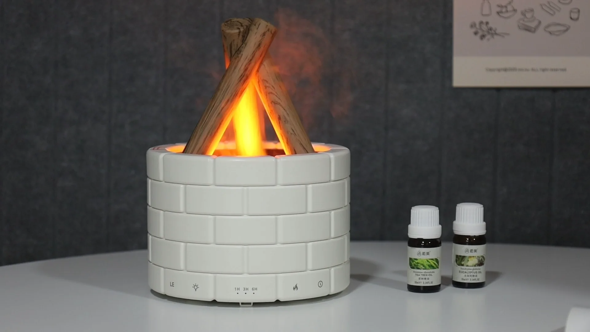 Simulation 3d Flame Air Humidifier Usb Ultrasonic Fire Flame Light ...