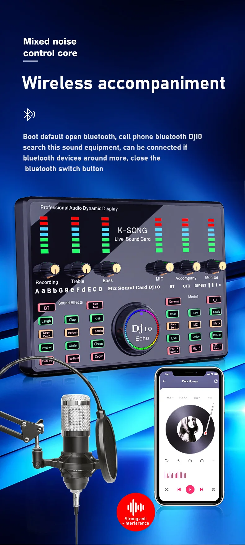 BM800 Portable Studio Condenser Microphone Bundle with DJ10 Sound Card ...