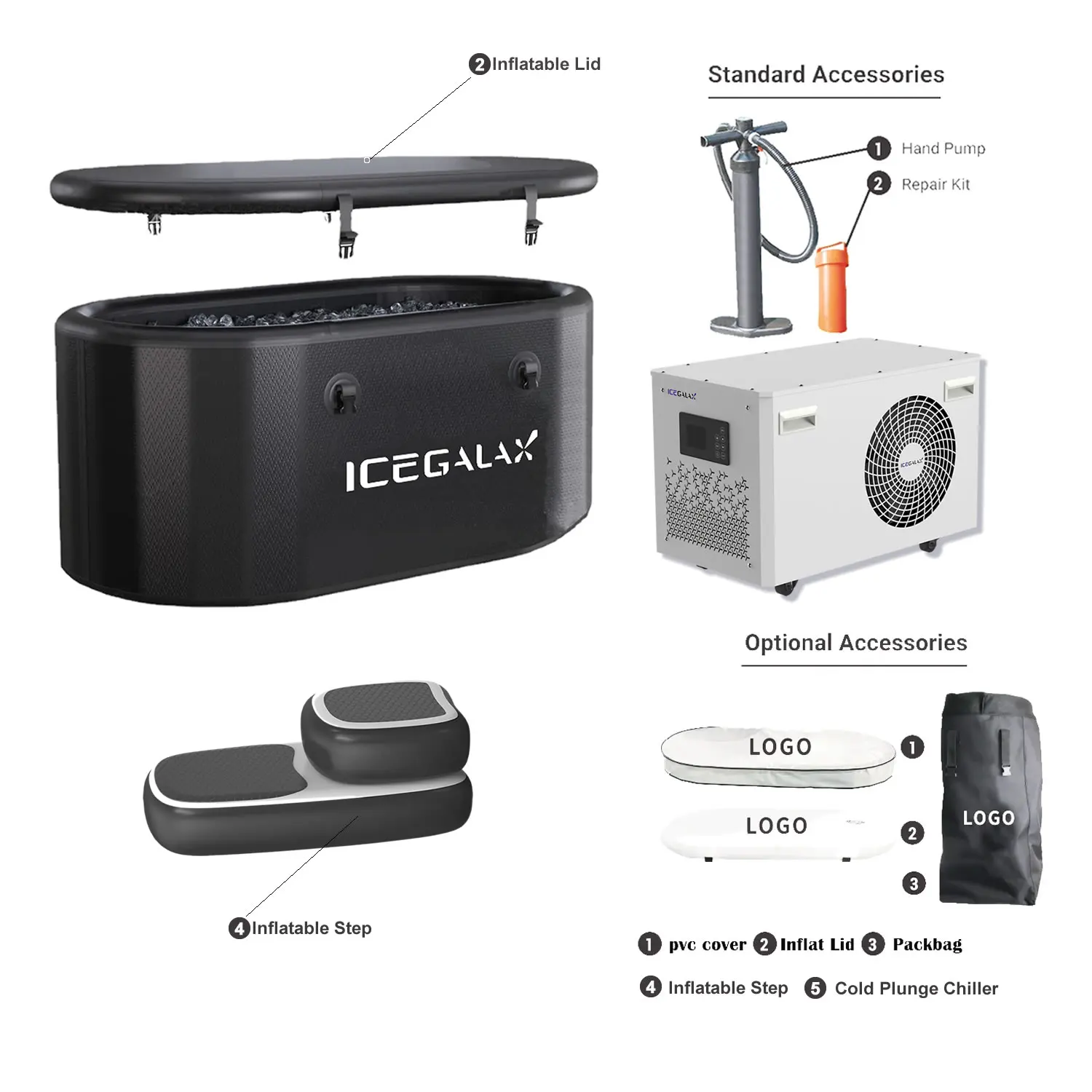 Icegalax Freestanding Portable Cold Plunge Therapy Training Bathtub ...