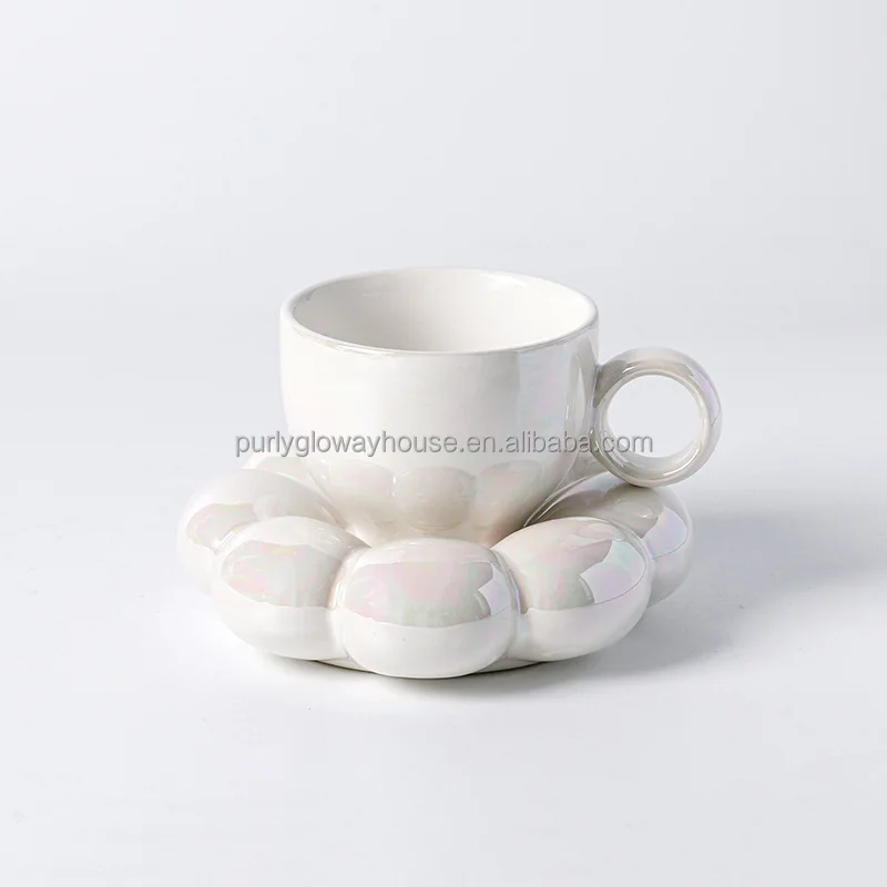 Gloway Creative Elegant Flower Coaster Nordic Milk Cappuccino Mug