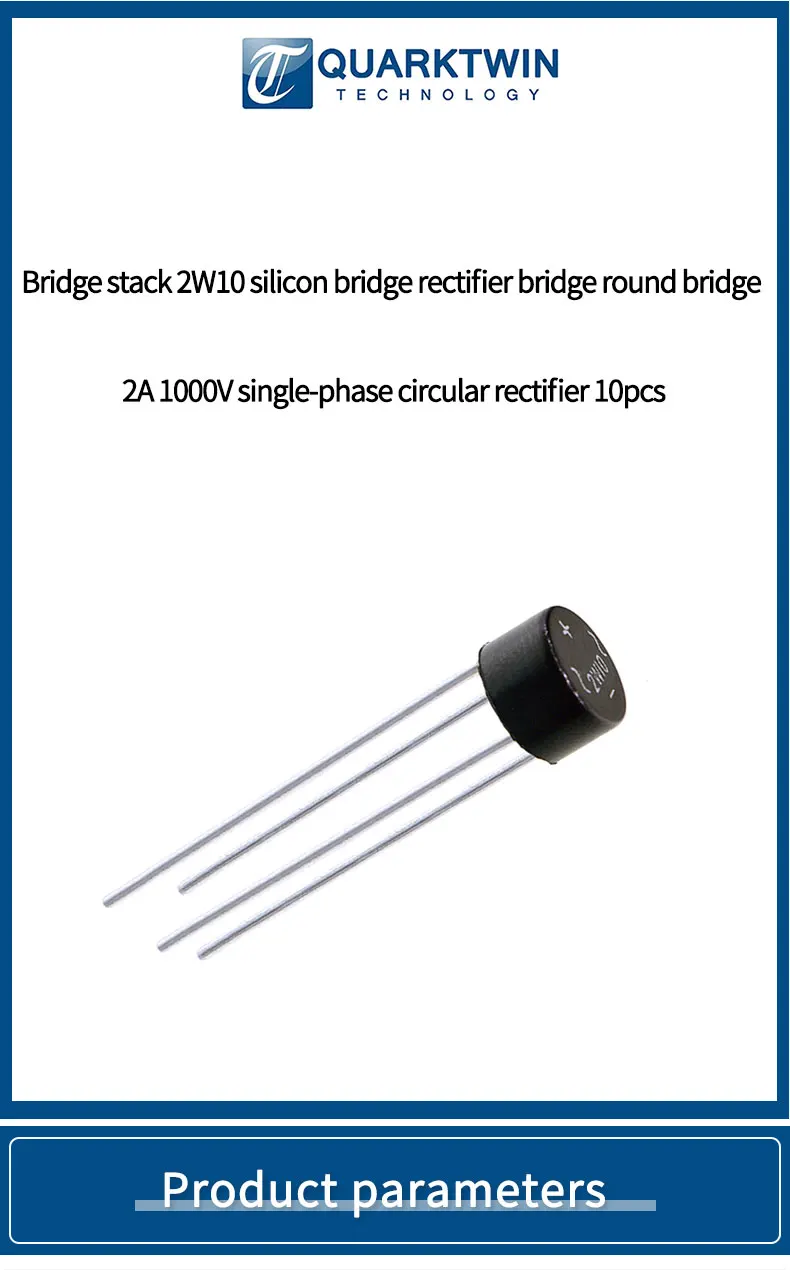 브리지 스택 2w10 실리콘 브리지 정류기 브리지 라운드 브리지 2a 1000v 단상 원형 정류기 10pcs - Buy 정류기 ...