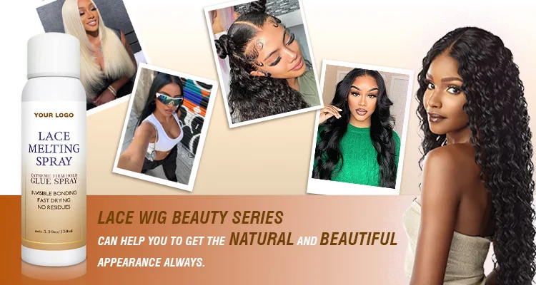 Private Label Lace Melting Spray Waterproof Adhesive Wig Glueless Spray ...