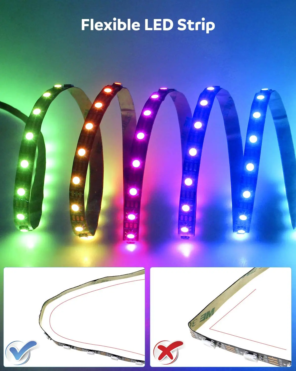 Ws2812b Led Strip Lights Addressable Flex Neon Rgb Smd5050 5v 12v ...