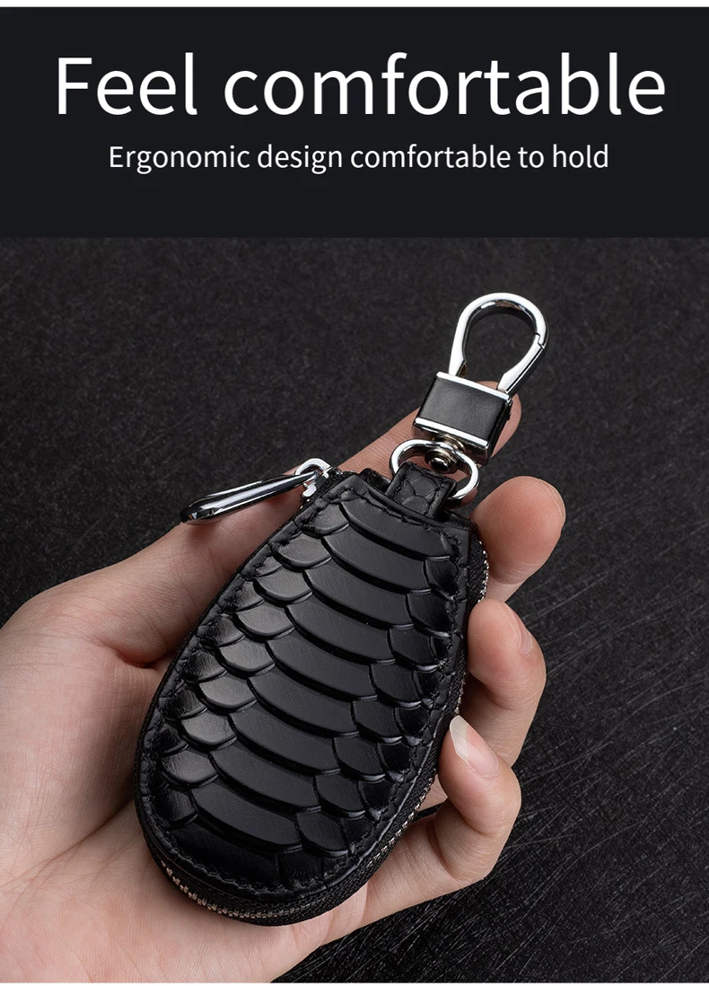 Classic Leather Texture Snake Print Car Key Cover Men Women Car Keys ...