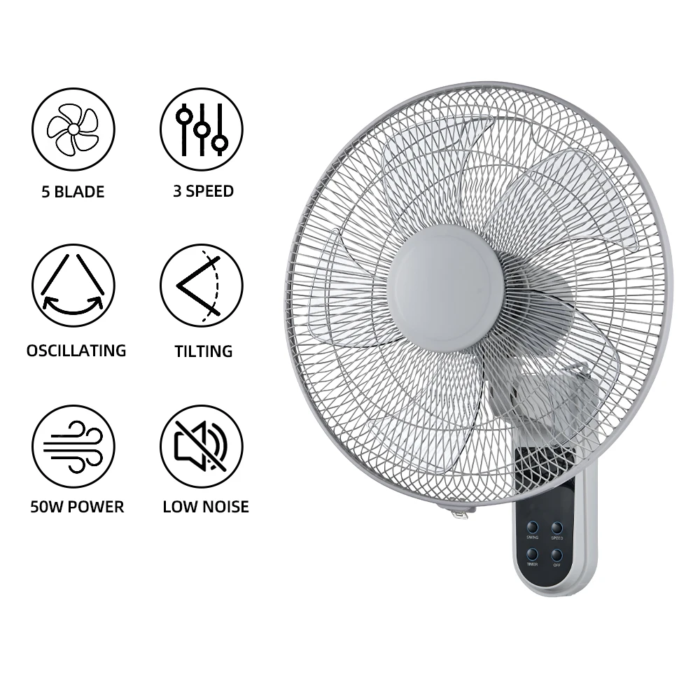 Smart Remote Control 16 Inch 5 Blade 3 Speed 9 Hours Timer Oscillation ...