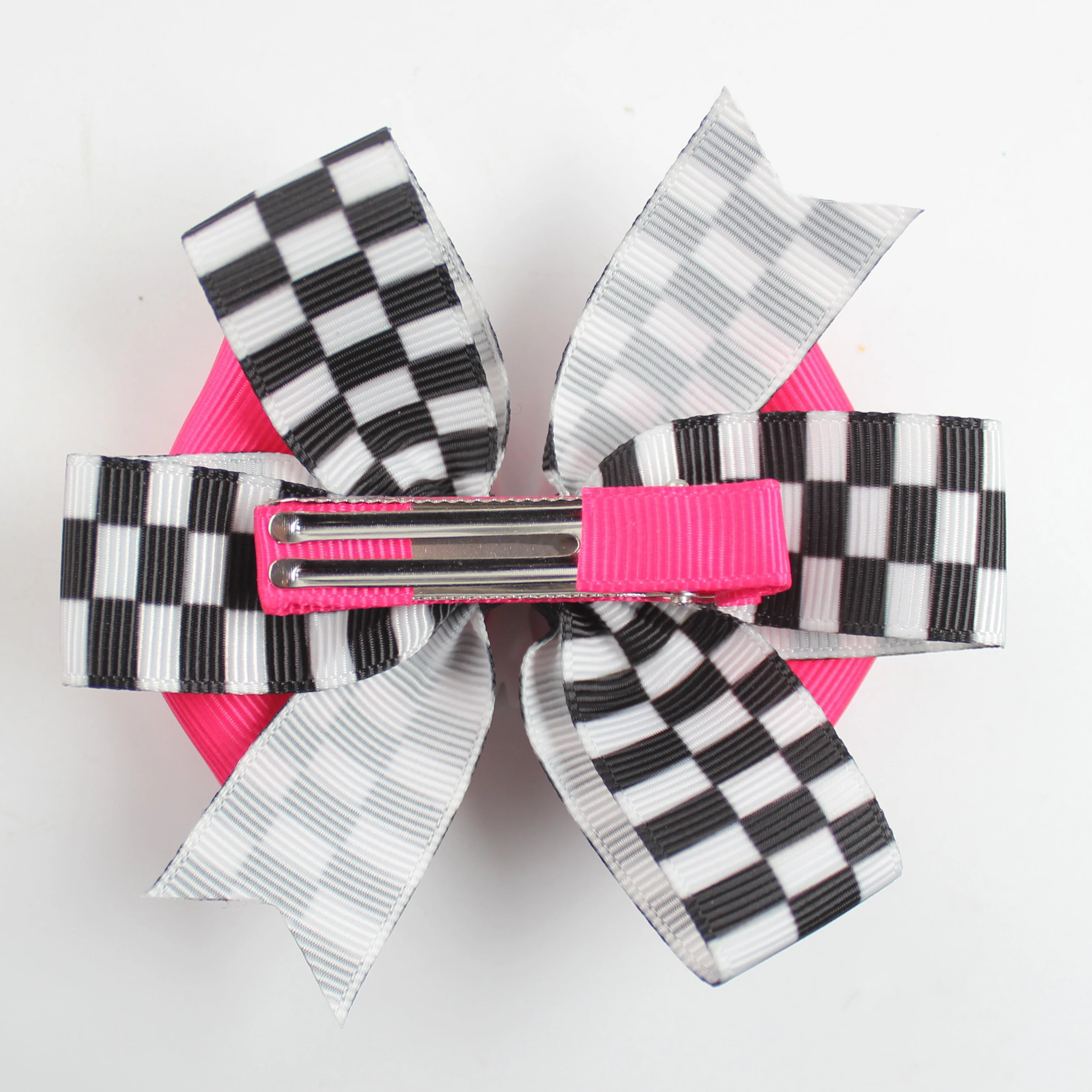 F1 Racing Team Checkered Flag Hair Bows Clip for Girls